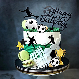 28 PCS Soccer Cake Topper Soccer Ball Player Cake Decorations for Soccer Birthday Party Sport Party Supplies