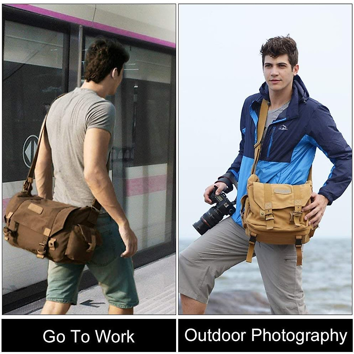 CADeN Camera Bag Case Canvas Compatible for Nikon, Canon, Sony DSLR/SLR Mirrorless Camera with Tripod Holder, Camera Shoulder Messenger Bag for Men/Women Brown