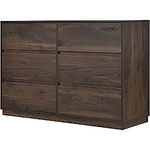 Knocbel 47.2in Mid-Century Modern Dresser for Bedroom, 6 Handle-Free Storage Drawers, 200lbs Weight Capacity, Dark Brown Dresser