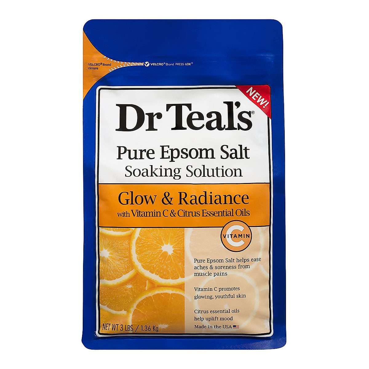 Dr Teal's Salt Bath Variety Gift Set (4 Pack, 3lbs Ea.) - Glow & Radiance Vitamin C & Citrus, Soothe & Sleep Lavender - Pure Epsom Salt & Essential Oils Nourish Skin & Promote Better Sleep