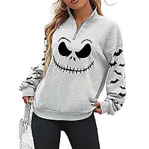 tiqwova Womens Nightmare Before Christmas Halloween Sweatshirt, Loose Casual Christmas Shirt for Women (N01-S)
