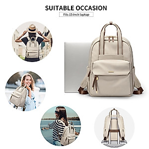 GOLF SUPAGS Laptop Backpack for Women Top-Handle Computer Bag Work Travel College Backpack Purse Fits 14 Inch Notebook (Apricot)