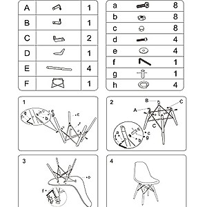 CangLong Modern Mid-Century Shell Lounge Plastic DSW Natural Wooden Legs for Kitchen, Dining, Bedroom, Living Room Side Chairs, Set of 1, Grey