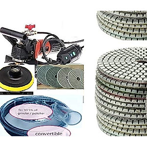 Wet Polisher Dust Shroud 5" / 125 mm Polishing Pad 25+1 Pieces Granite Marble Concrete Sander Glass Vacuum Shroud dust Control