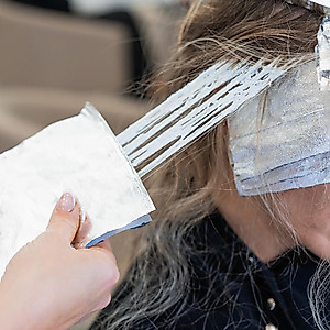 Colortrak Embossed Sheets Silver Aluminum Foil Pop-up Dispenser, 1000 Pre-cut Sheets Non-slip Textured Silver 5 x 11 Sheets for Hair Foil Coloring and Highlighting Sheet Applications