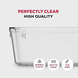 16 Pcs Drawer Organizer Set Dresser Desk Drawer Dividers - 5 Size Bathroom Vanity Cosmetic Makeup Trays - Multipurpose Clear Plastic Storage Bins for Jewelries, Kitchen Gadgets and Office Accessories