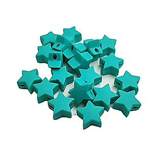 Alenybeby 30pcs Silicone Stars Pearl Beads 14mm Mini Cute Silicone Star Bead for Keychain DIY Mom Beading Making Jewelry Necklace Accessories
