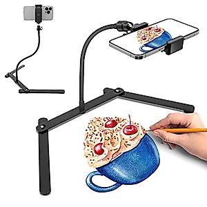 LimoStudio Overhead Flexible Gooseneck Tabletop 13.6-Inch Tripod Lightweight Stand Phone Holder Mount Compatible with iPhone, Galaxy, Pixel, AGG3314