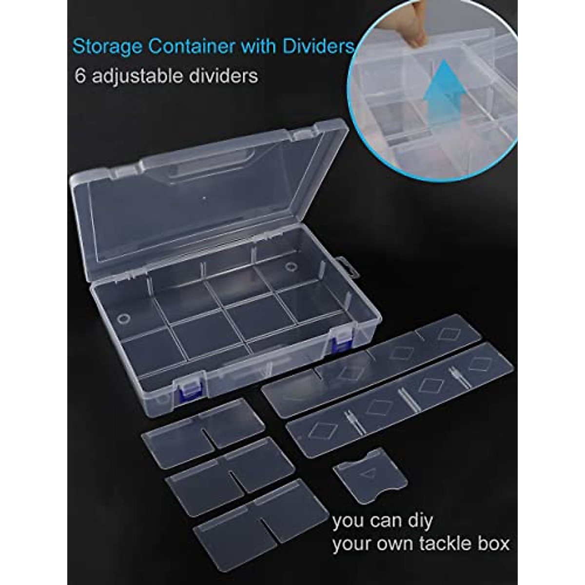 Beoccudo Tackle Box Beads Organizer Tackle Boxes with Dividers Plastic Storage Large 10 Grids Box Jewelry Compartment Container (10 Grids Box, 2 Pack)