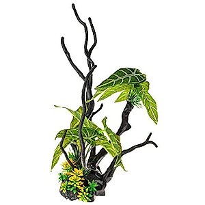 Penn-Plax Aqua-Plant Driftwood Aquarium Decoration Ornament (Large Green Leaf)