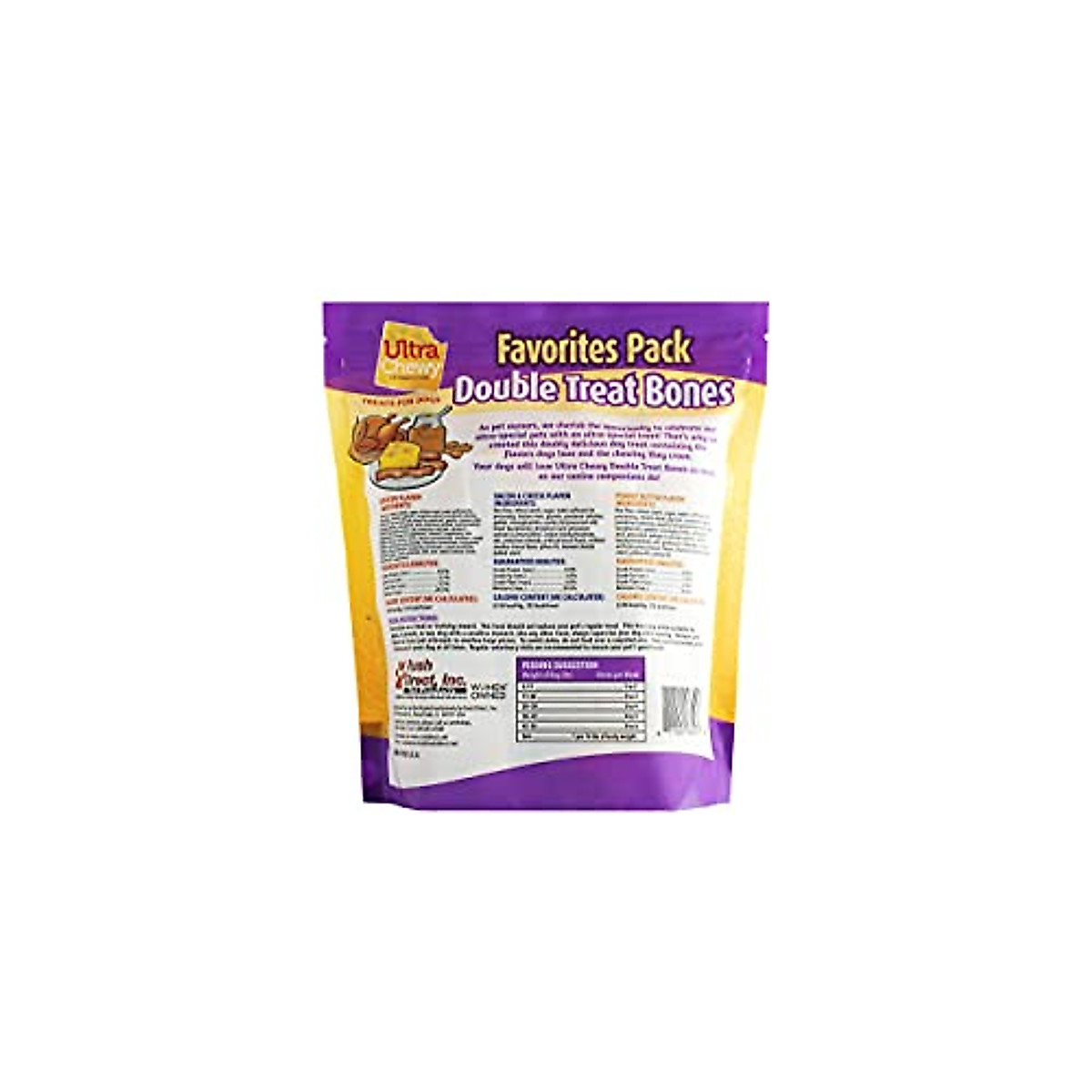 Ultra Chewy Double Treat Bones, Dog Treats, Made in The USA, Healthy Treats, Easy to Digest, Promotes Dental Health, Assorted Flavors (1 Pack/9 Bones Per Pack)