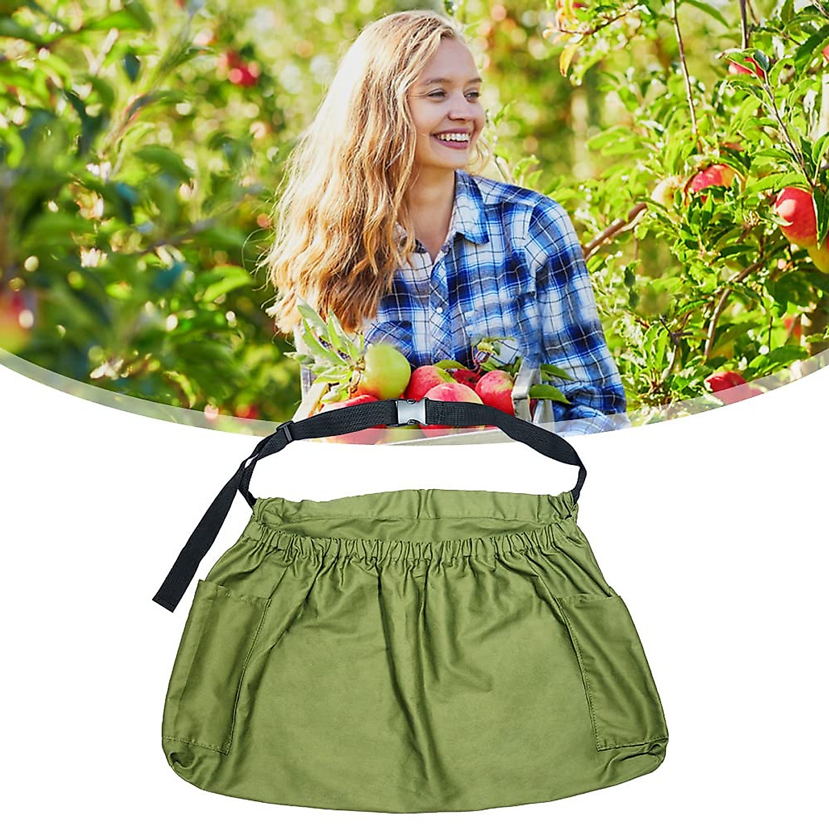 Harvesting Apron,Garden Harvest Apron,Perfect for Weeding,Vegetables,Fruits,Berry Picking,Gathering Eggs Herb,Canvas Harvest Apron Waist Belt for Gardeners Women Men with 2 Pockets Handsfree