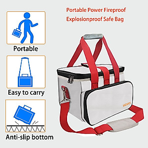 11.8"x7.9"x7.9" Portable Power Fireproof Safe Bag for mobile Power 100W-600W Outdoor Power Storage Transport and Charging, Home Office Travel Fireproof Safe Storage Pouch with handle Shoulder Strap