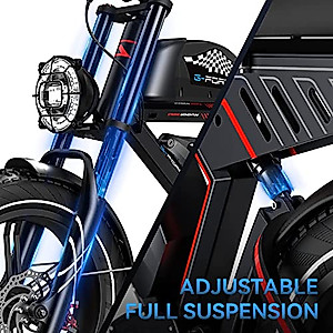 G-Force ZM Electric Bike with 750W Motor,20" x 4" Fat Tires Electric Bicycle for Adults with 48V 33.5Ah/20Ah Removable Battery,Extra-Long Range, 28 MPH,Shimano 7 Speed System,Dual Hydraulic Brakes