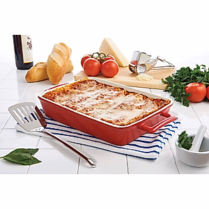 Mrs. Anderson’s Baking Oblong Rectangular Baking Dish Roasting Lasagna Pan with Handles, Ceramic, Rose, 13-In x 9-In x 2.5-In
