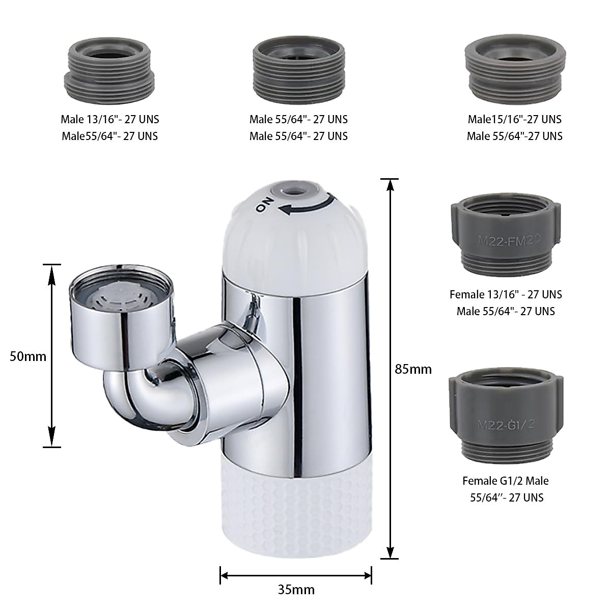 Kitchen Faucet Sprayer Attachment Universal Faucet Extender with 4 Mode, Swivel Faucet Aerator Kitchen Faucet Head Replacement, Bathroom Sink Water Sprayer Attachment for Washing Face, Mouthwash