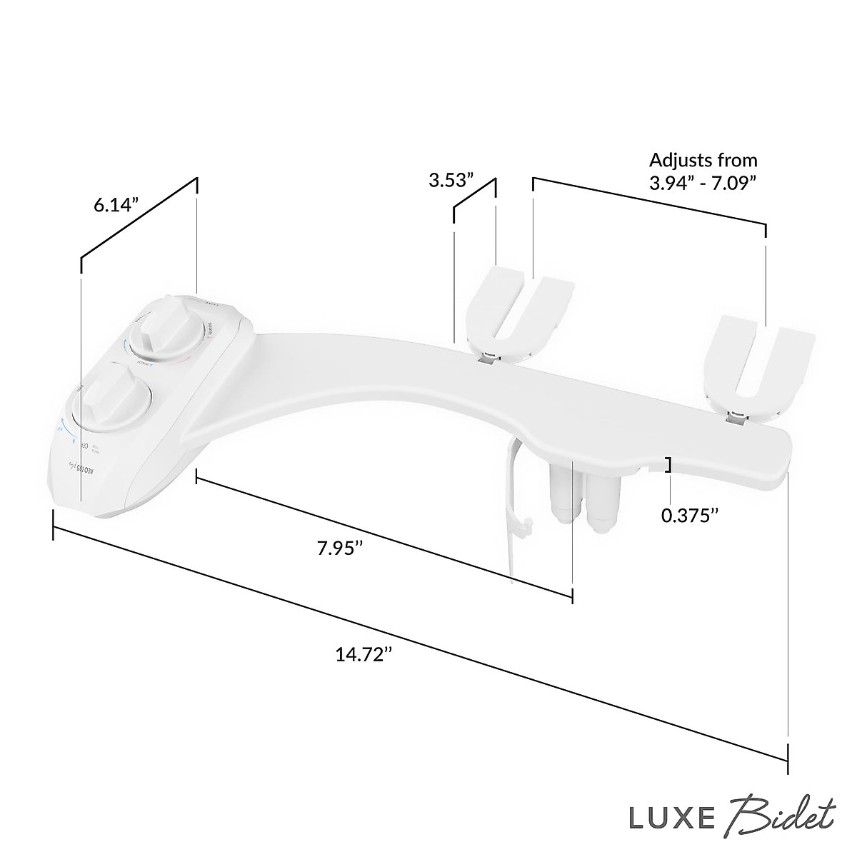 LUXE Bidet NEO 185 Plus - Value Pack of 2 - Patented Bidet Attachments for Toilet Seat with Innovative Hinges to Clean, Slide-in Easy Install, and Advanced 360° Self-Clean (Chrome and White)