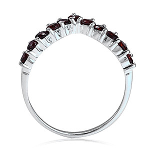 Silvershake 1ct. Natural Garnet 925 Sterling Silver V Shape Stack Stackable Ring Size 6.5