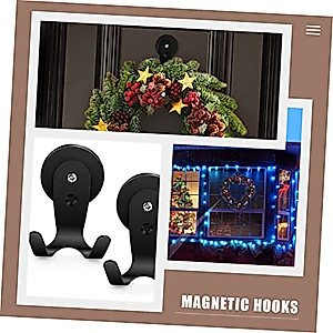 ABOOFAN 2pcs Wall Front Scarf Party Round Refrigerator Multi-Functional Door Wall-Mounted Bags Cup Duty Utility Towels Living Daily Hanger Black Mounted Prong Bag Hangers Use Wreath for