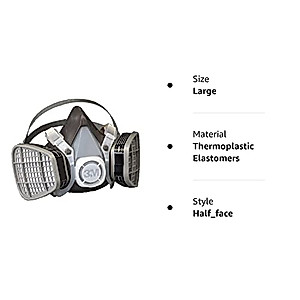 3M Disposable Respirator, Half Face Piece Assembly 5301, Organic Vapor Respiratory Protection, Large Size