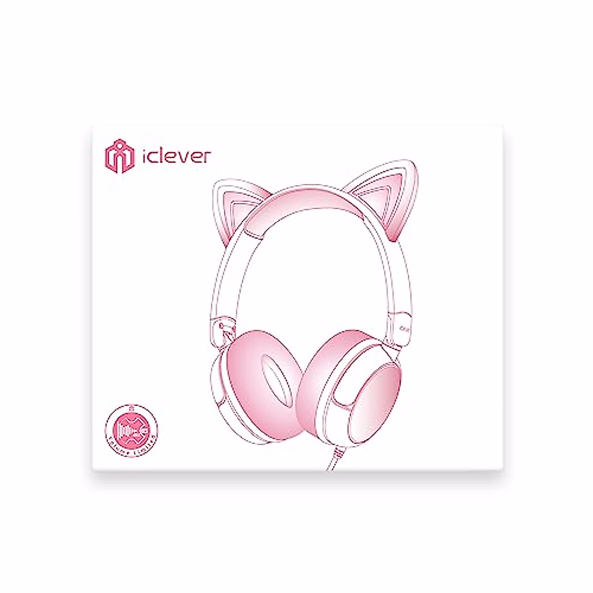 iClever Kids Headphones Cat Ear, LED Light Up, 85dBA Safe Volume, Stereo Sound Toddler Headphones for Travel School, Foldable 3.5mm Wired Kids Headphones for iPad Tablets, Meow Lollipop-Hot Pink