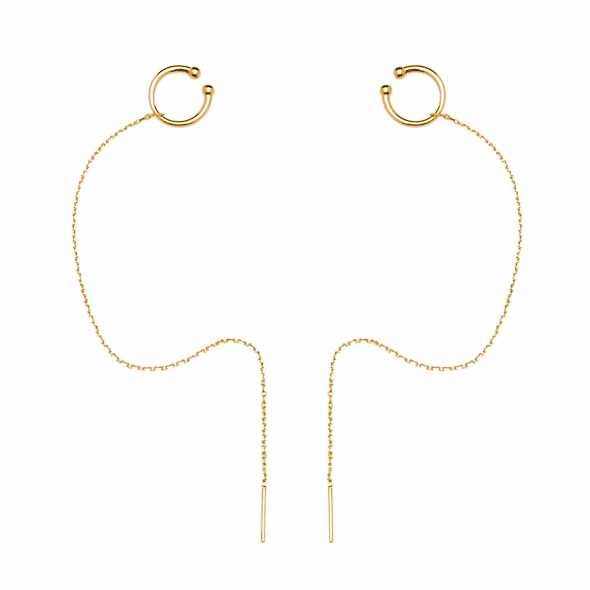 SLUYNZ 925 Sterling Silver Cuff Earrings Chain for Women Crawler Earrings Wrap Climber Earrings Cool Earrings(yellow gold)