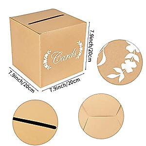 Fowecelt Kraft Card Box Wedding Favors Post Box Cardboard Card Receiving Money Box for Wedding Reception Anniversary Birthday Graduation Table Centerpiece Decorations