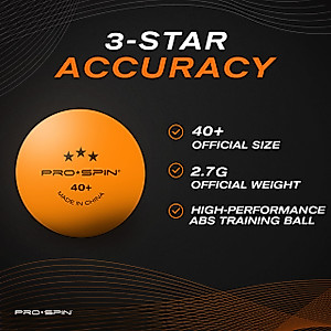 PRO SPIN Ping Pong Balls - Orange 3-Star 40+ Table Tennis Balls (Pack of 24) | High-Performance ABS Training Balls | Ultimate Durability for Indoor/Outdoor Ping Pong Tables
