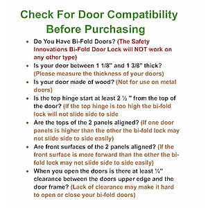 (4- Pack) - Safety Innovations Bi-fold Door Lock - Closet Protection Child and Pet Proof Bi-fold Door Lock - Tool-Free Installation - Made from Unbreakable Clear Polycarbonate