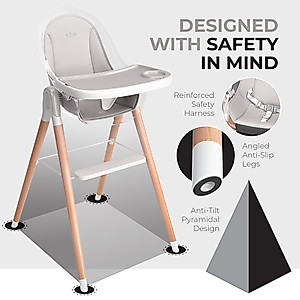 High Chair by Children Of Design Non-Reclinable 6 in 1 Baby Highchair for Babies and Toddlers, Modern Wooden, Easy to Clean, Removable Tray and Cushion