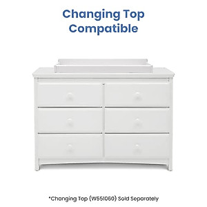 Delta Children Emerson 6 Drawer Dresser, Greenguard Gold Certified, Bianca White