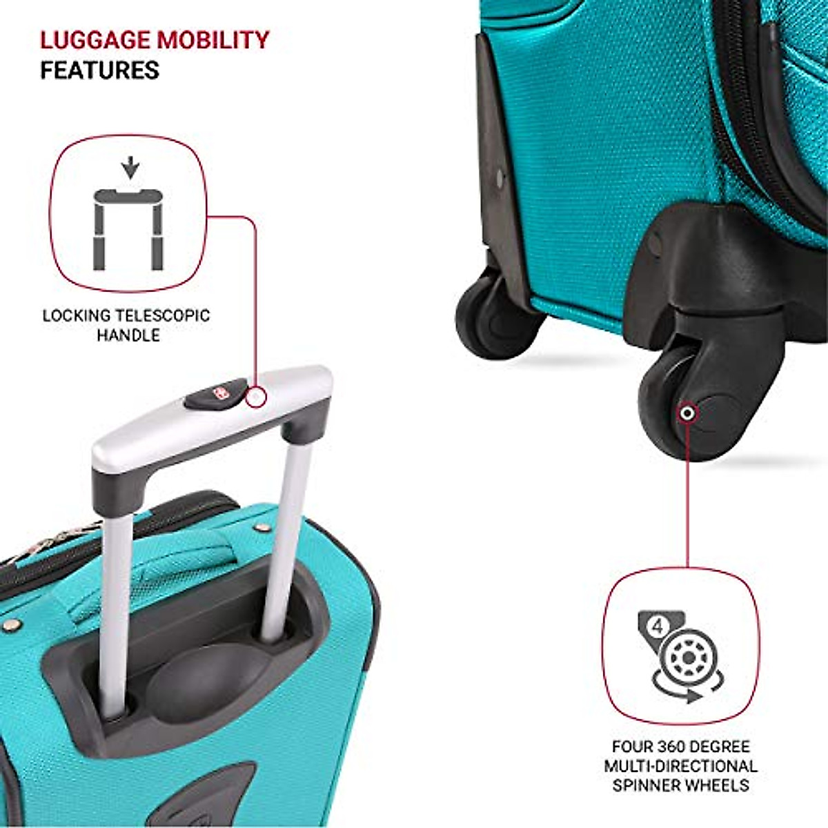 SwissGear Sion Softside Expandable Roller Luggage, Teal, Checked-Medium 25-Inch