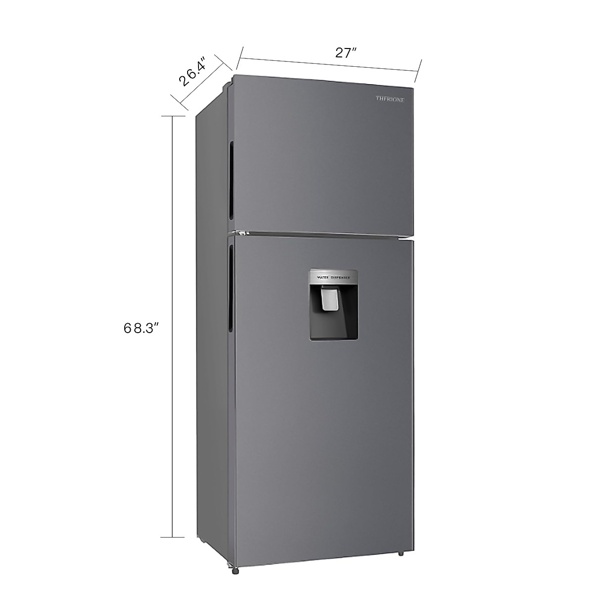 THFRIONE Top Freezer Refrigerator with Water Dispenser, Adjustable Thermostat Control, Full Size Freestanding with 14.13 Cu. Ft. Frost Free Fridge for Garage/Office/Home/Apartment