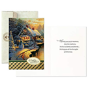 Hallmark Thomas Kinkade Boxed Christmas Cards Assortment, Snowy Scenes (3 Designs, 24 Christmas Cards with Envelopes)