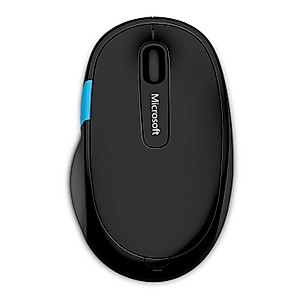 Microsoft Sculpt Comfort Mouse - Black. Comfortable design, Customizable Windows Touch Tab, 4-Way Scrolling,Bluetooth Mouse for PC/Laptop/Desktop, works with Mac/Windows Computers