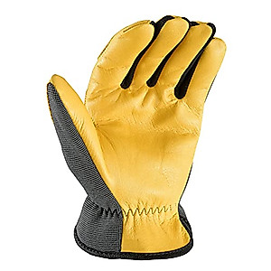 Wells Lamont Men's Slip On HydraHyde Water-Resistant Leather Palm Hybrid Work Gloves,Gray, Large 3241L (Pack of 1)