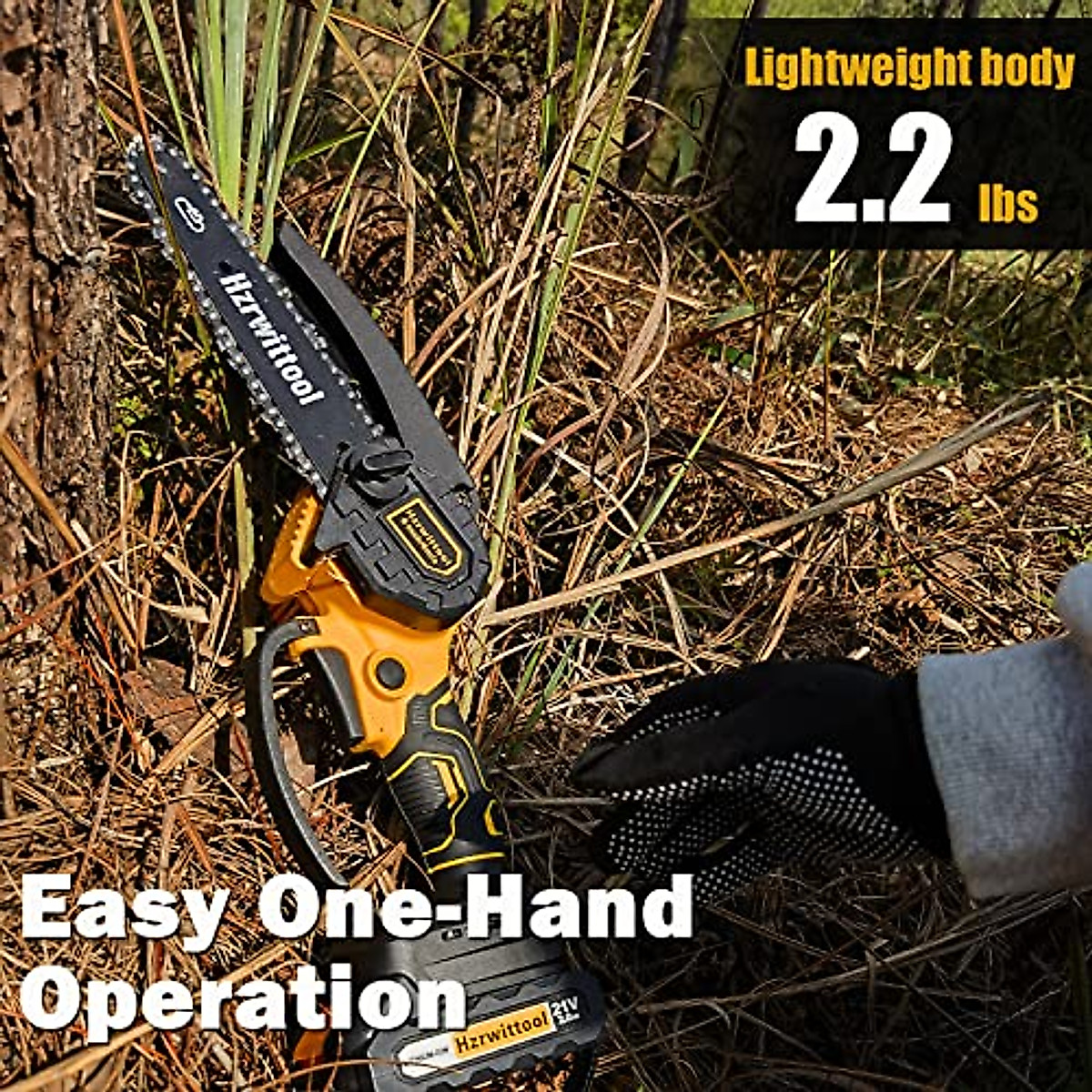 Mini Chainsaw Cordless 6 inch, Powerful Brushless Motor Chain saw, Hand Held Battery Chainsaw, 2.2 lbs Portable Small Electric Chainsaw, 21V 2000mAh Battery*2, For Tree Trimming Wood Cutting.