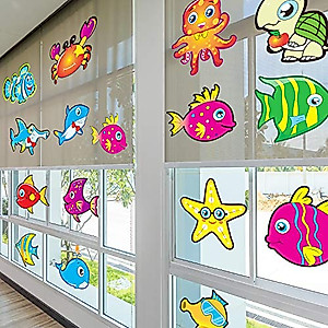 60 Pieces Ocean Cutouts Sea Animals Fish Cutouts for Bulletin Board OceanThemed Party Cutouts Classroom Accents Cutouts Decoration with 120 Pieces Adhesive Dots for Party Supplies