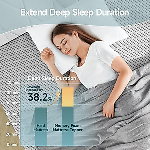 4 Inch Gel Bamboo Charcoal Memory Foam Mattress Topper with Removable Soft Cover, Queen Size, Dual Layer Foam Bed Topper for Back Pain, Pressure Relief, Soft Firmness - CertiPUR-US Certified