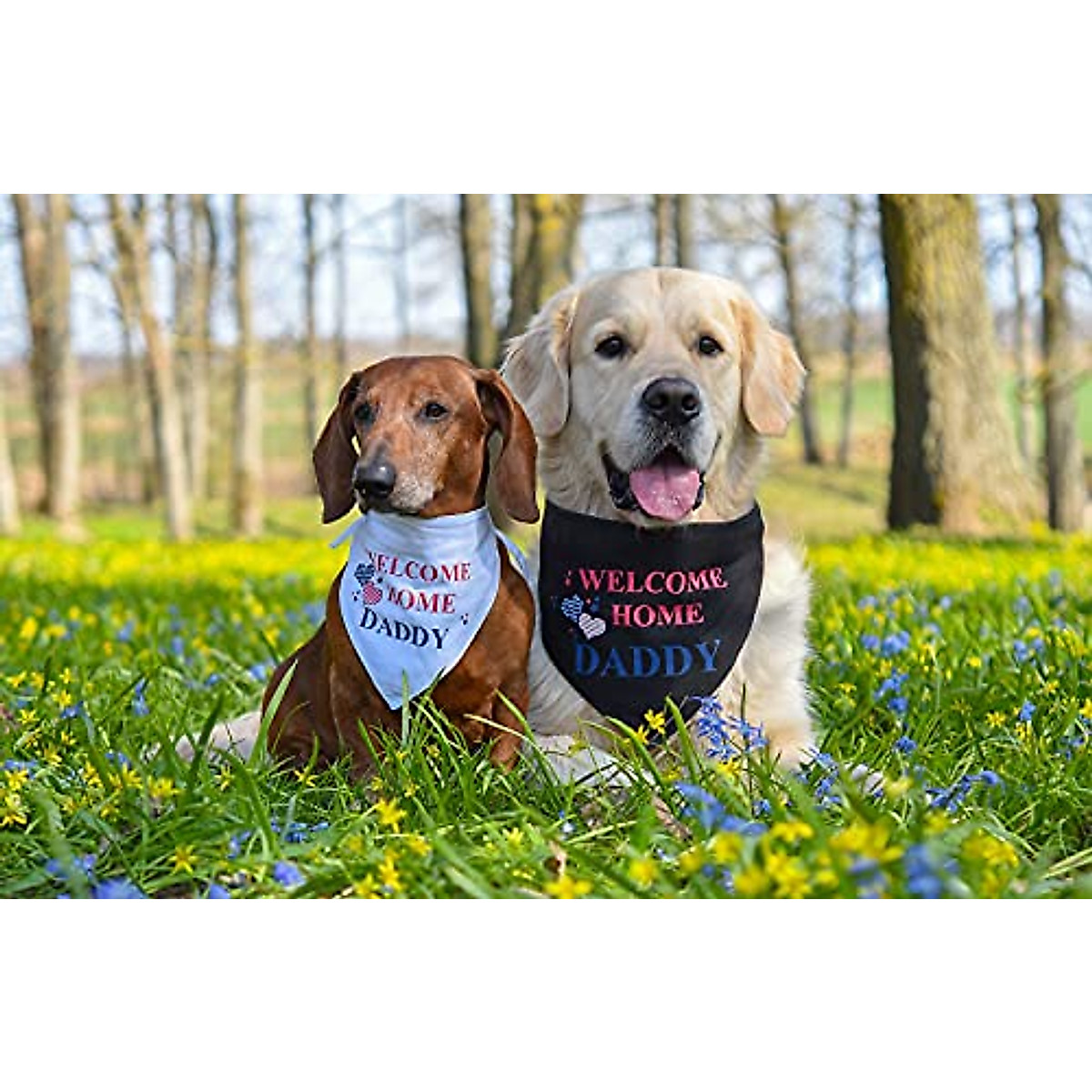 EechicSpace Welcome Home Daddy Decorations Dog Bandana Black Scarf Military Army Soldier Marine Navy Air Force Gift for Small Pets