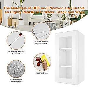 LOVMOR Wall Mounted Cabinet, Medicine Cabinet, Over-The-Toilet Storage with Soft Close Door & Adjustable Shelf for Bathrooms, Kitchens(Glass Not Included).