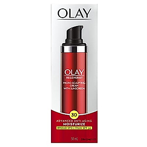 Face Moisturizer by Olay Regenerist Microsculpting Cream With SPF 30 Sunscreen  and Vitamin E for Advanced Anti-Aging, 50ml