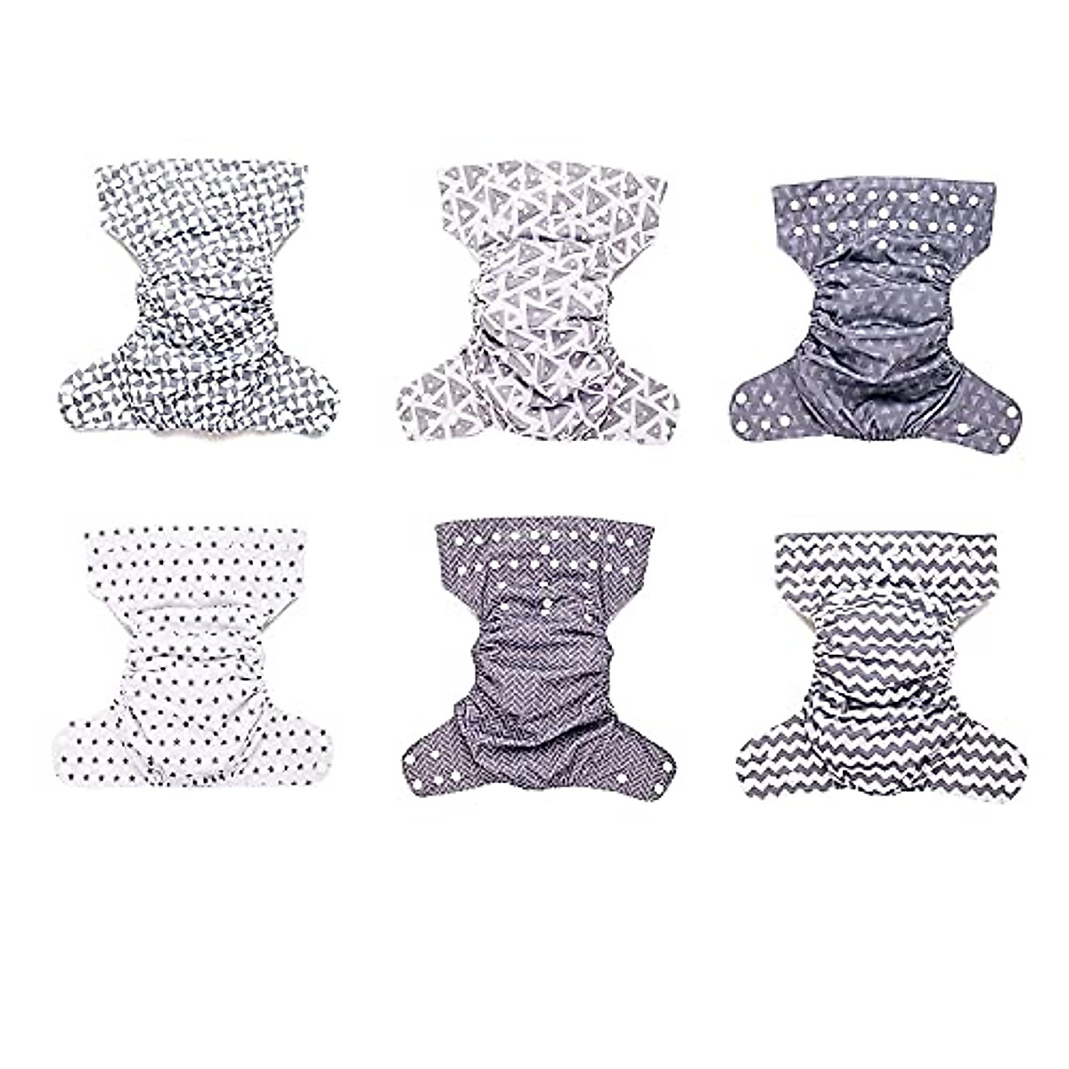 Simple Being Reusable Cloth Diapers, Double Gusset, One Size Adjustable, Washable Soft Absorbent, Waterproof Cover, Eco-Friendly Unisex Baby Girl Boy, six 4-Layers Microfiber Inserts (Geometrics)