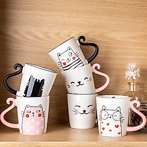 GBHOME Cat Ceramic Coffee Mugs Set of 2, 12oz Handmade Coffee Mugs Set for Couples Cat Lovers,Wedding Gifts,Anniversary Engagement Gifts,Dishwasher & Microwave Safe