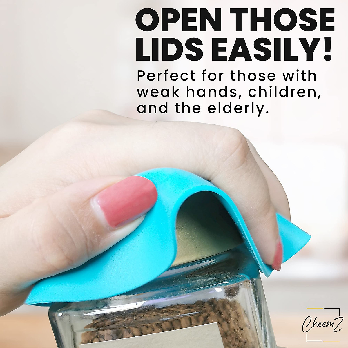 CheemZ ALL NEW 8pcs Macaron Colours Series Silicone Jar Gripper Pads - Jar Opener Gripper Pads for Easy Bottle Lid Opening - Non Slip and Colorful Jar Lid Openers - 4.9Inches