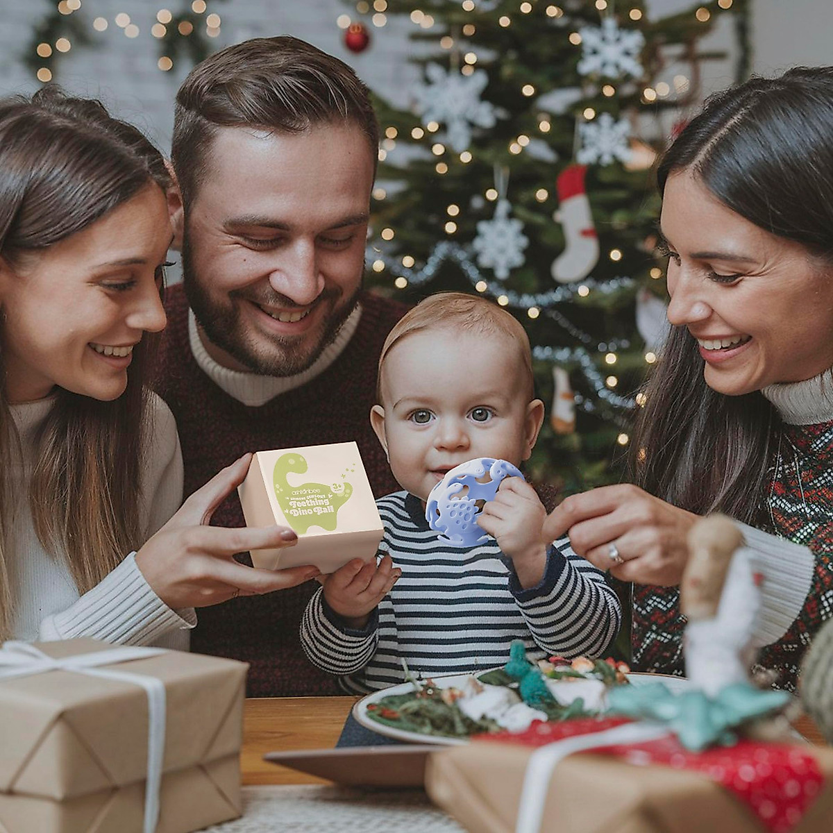 Dinosaur Baby Teething Toys, Textured Sensory Toys for Babies, Lightweight Soft Baby Sensory Toys, BPA-Free Silicone Infant Teething Toys, 0-18 Months, Teething Baby, Easy to Clean - Blueberry Blue