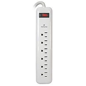 Prime Wire PB802124 6-Outlet Household Electronics Surge Protector with 14/3 SJT 3-Feet Cord.