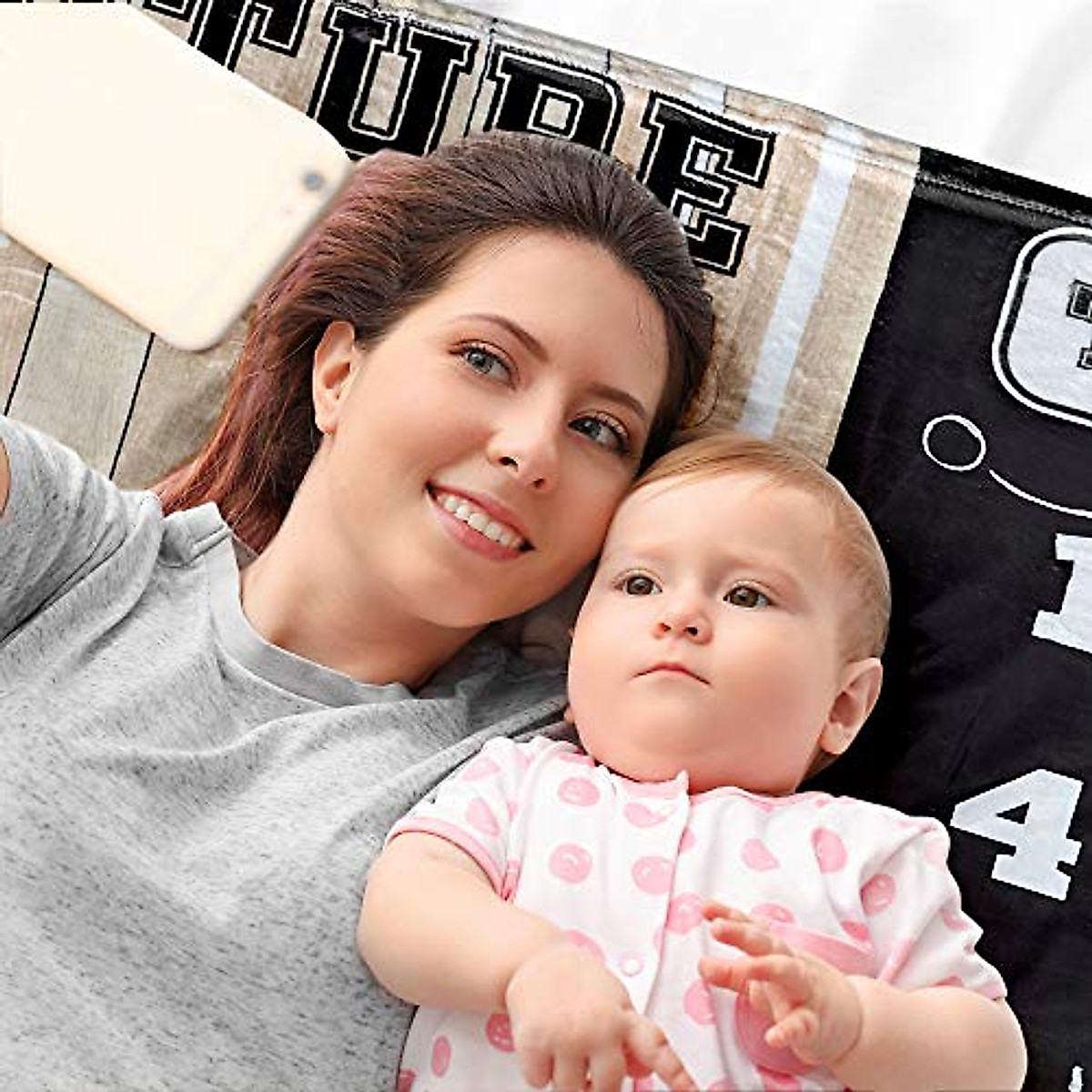 SUKOON Monthly Milestone Blanket for Baby Boy/Girl | Basketball Theme | Includes Frame and Bib | Large | 47"x40" | Personalized Baby Month Blanket for Newborn Baby Shower