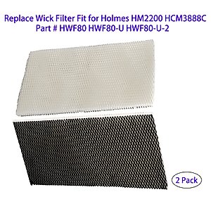 HWF80 Replacement Wick Filter Fit for Holmes HM2200 HCM3888C, Part # HWF80 HWF80-U HWF80-U-2, Replace Filter W (2 Pack)