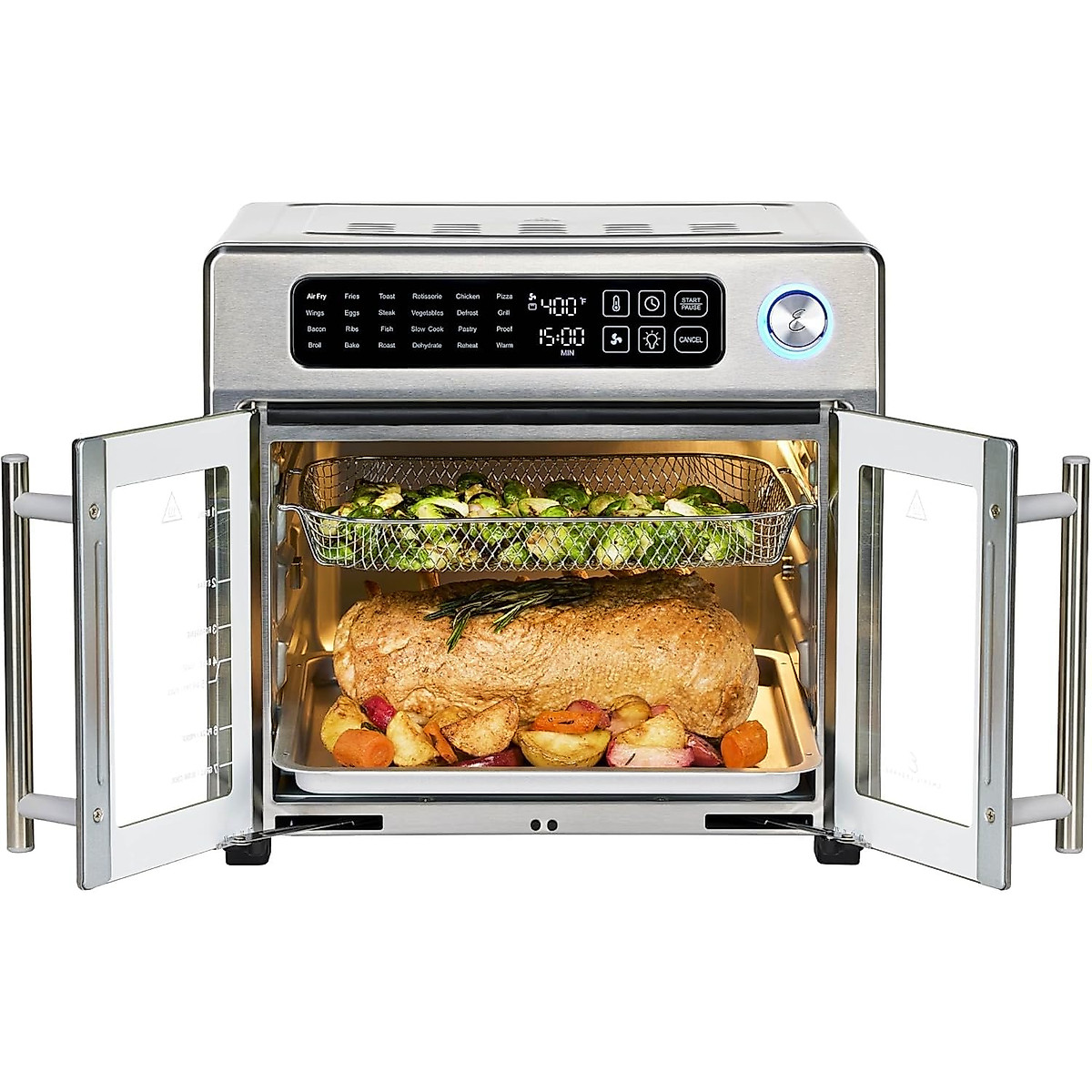 Emeril Lagasse 26 QT Extra Large Air Fryer, Convection Toaster Oven with French Doors, Stainless Steel